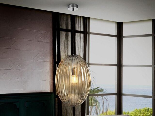 Ovila Pendant Light with Large Grey Shade in Cognac Tonality by ...