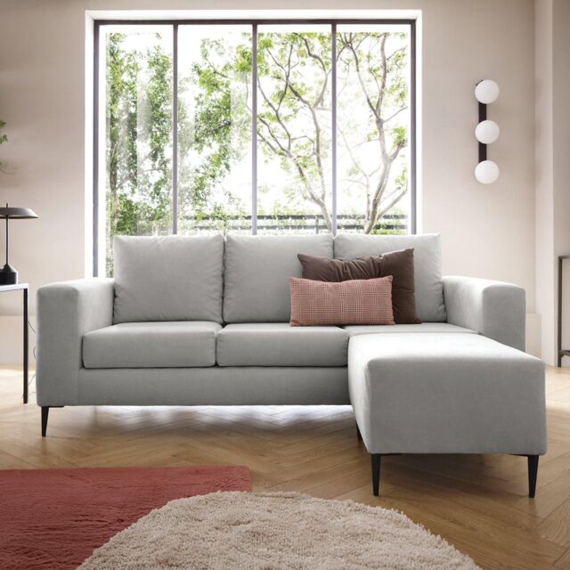 Capri Reversible Corner Sofa in Light Grey by Debenhams | ufurnish.com