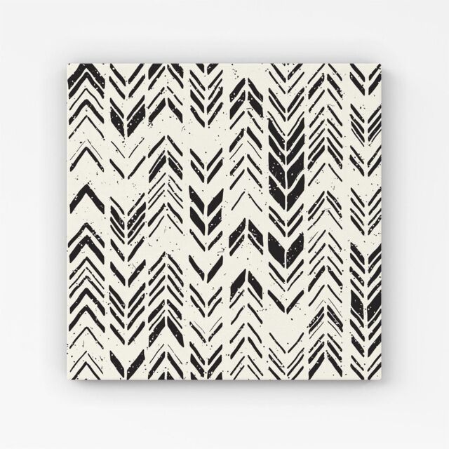 "Warren Reed - Designer Hand Drawn Chevron Pattern Canvas in Black ...