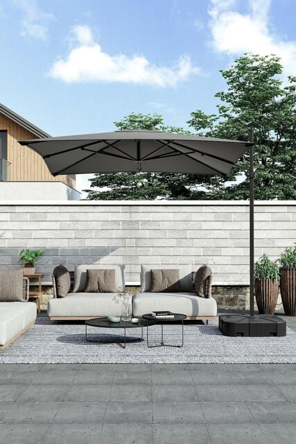 Garden Large 2.5M Square Cantilever Parasol with Plastic Base by ...