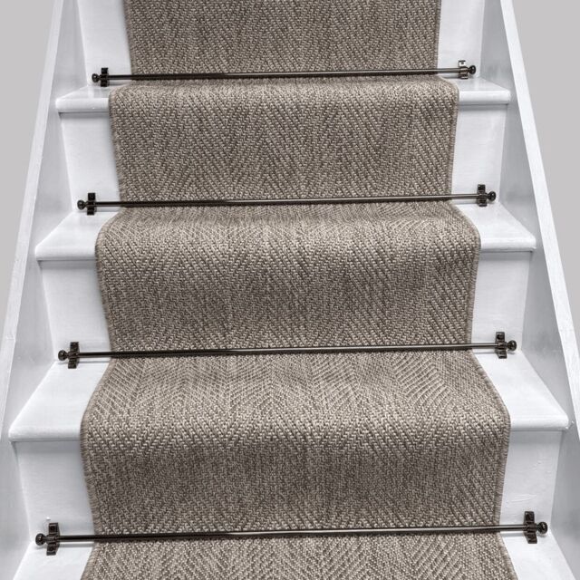 Herringbone Capri Cream Stair Runner with 100% Wool Cream Edge by ...