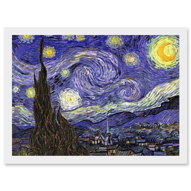 Vincent Van Gogh Starry Night Strs Swirl 1888 A4 Artwork Framed Wall ...