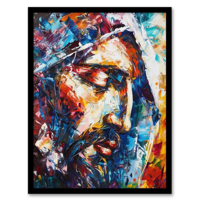 Jesus Face Portrait Religious Painting Framed Art Print by Debenhams ...