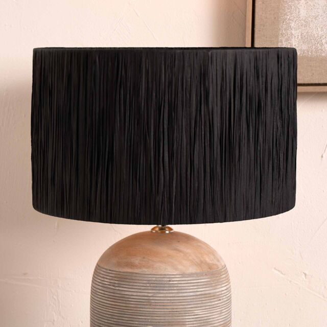 Ruma Black Raffia Cylinder Lampshade for Table Lamps - Size: 16 inches ...