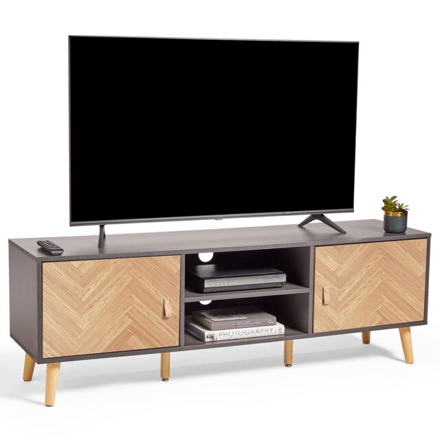 Herringbone Grey and Wood Effect TV Unit by Debenhams | uFurnish.com