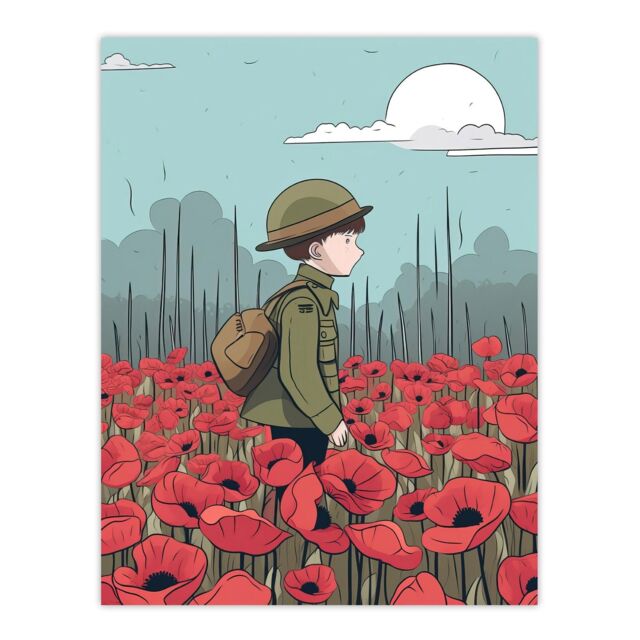 Modern Poppy Fields Illustration Remembrance Day Flanders Unframed Wall ...
