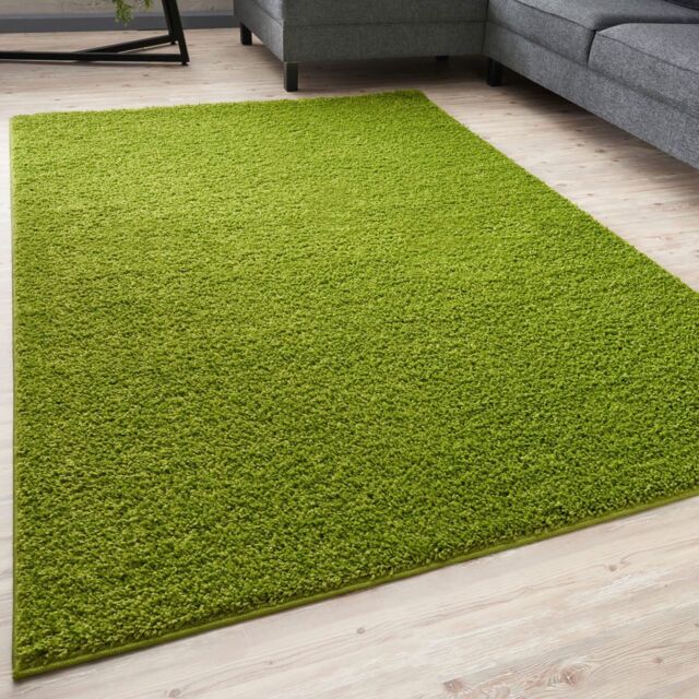 The Rugs Shaggy Rugs Green Living Room Rug - Soft Fluffy Thick Carpet ...
