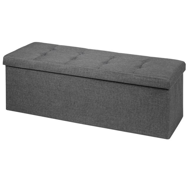 Folding Storage Ottoman Tufted Oxford Fabric Toy Box Foot Stool Bench ...