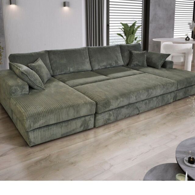 Rest Jumbo Cord Large Corner Sofa with Footstool by Debenhams ...