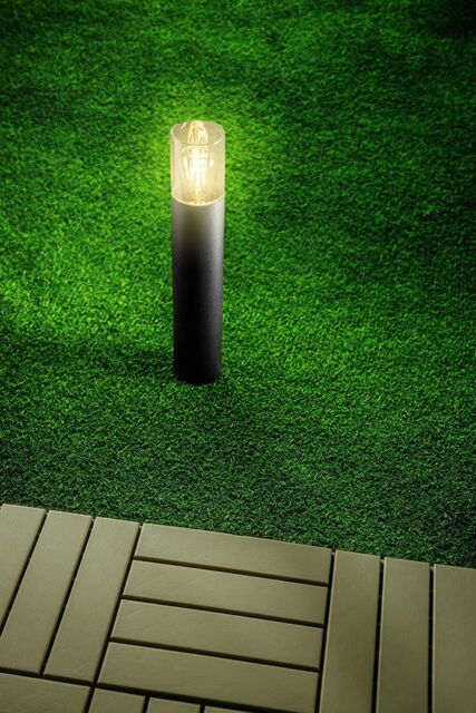 CGC Lighting 'Bluebell' Black Outdoor Tall Post Light With Smoky ...