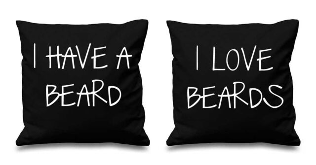 "I Have A Beard I Love Beards Black Cushion Covers 16"" x 16"" Couples ...