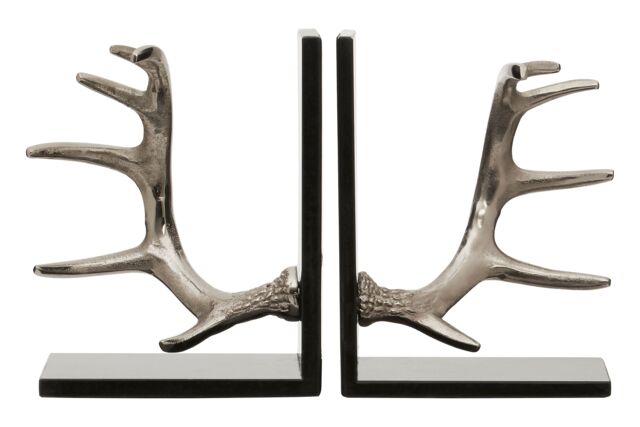 Orsina Set of 2 Antler Bookends with Marble Base, Book Ends with Antler ...