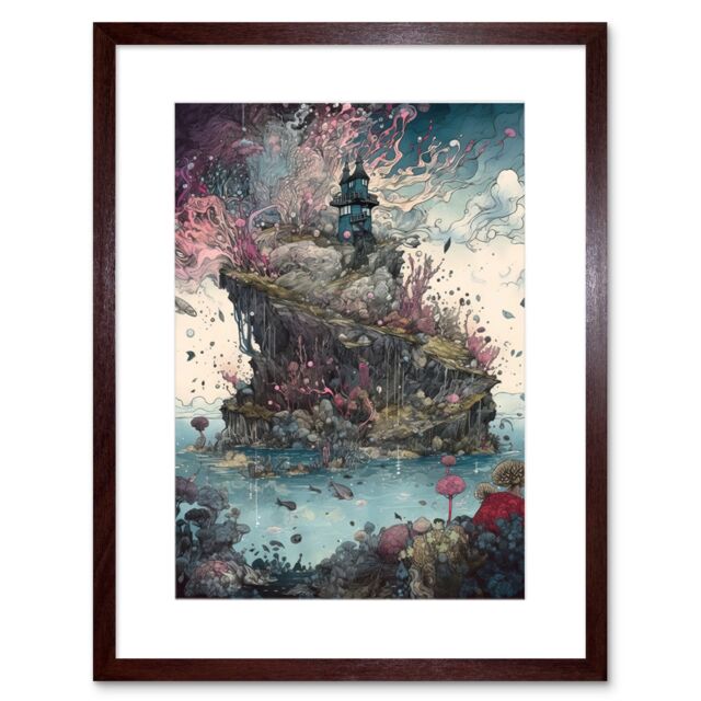 Artery8 Wall Art Print Fantasy World Coastal Island Landscape Nymph ...