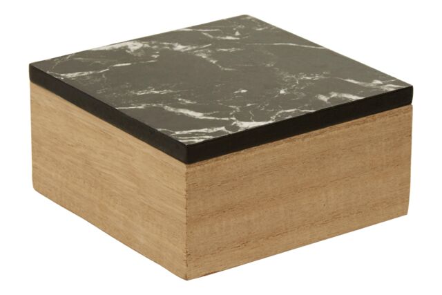 Black Marble Effect Trinket Box,Wooden Trinket Box With Natural Base ...