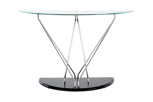 Modern Half Moon Console Table, Contemporary Chrome and Glass Console ...