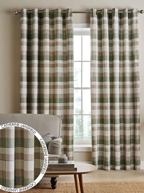 'Brushed Cotton Thermal Check ' Curtains Two Panels by Debenhams ...