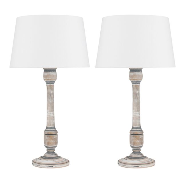 Set of 2 Avon Vintage Wooden Room Décor Bedside Table Lamp Night Lamp ...