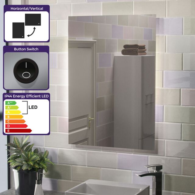 Nes Home Battery Operated LED Backlit Illuminated Bathroom Mirror in ...