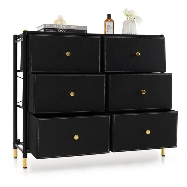 Costway 6 Drawers Dresser Tower Organizer Fabric Storage Chest of ...