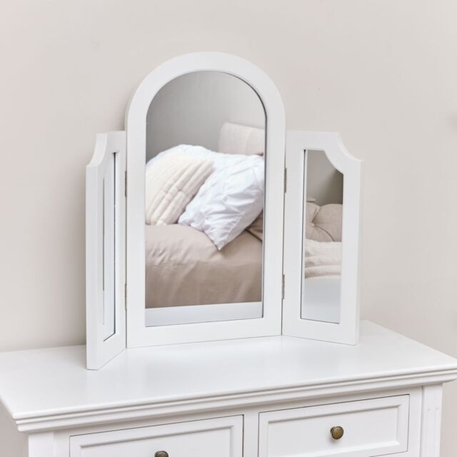 White Arched Triple Dressing Table Mirror - Daventry White Range by ...
