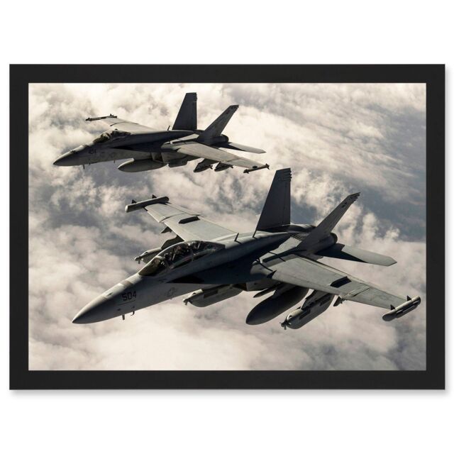 Hook Military US Airforce F-18 Hornet Jet Fighters Photo Artwork Framed ...