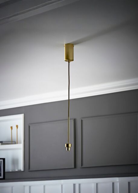 ValueLights Fiona Brushed Gold Thread Detail Adjustable Single Pendant ...