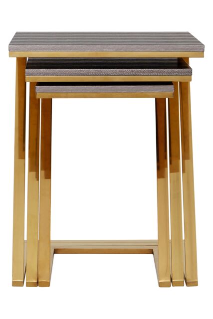 Orsina Pacific Faux Skin Nest Of 2 Tables in Gold by Debenhams ...