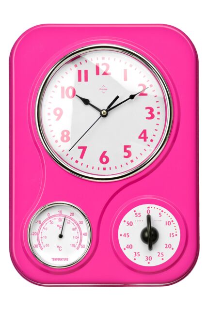 Maison by Premier Hot Pink Timer/Temperature Display Wall Clock by ...