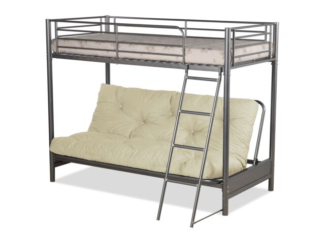 Rest Relax Futon Bunk Bed (With One Futon Mattress) in Silver Metal ...