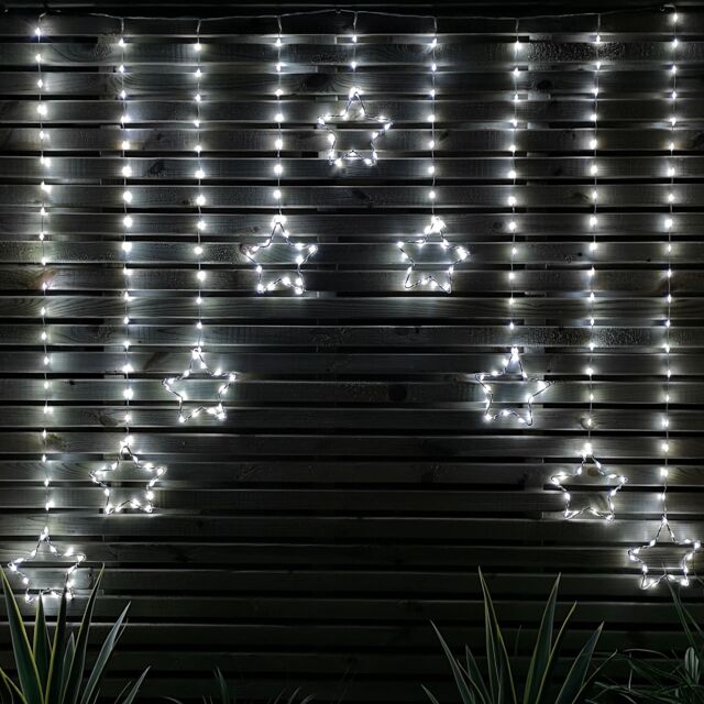 Samuel Alexander 1.2m Cool White LED Star Curtain Lights Christmas ...