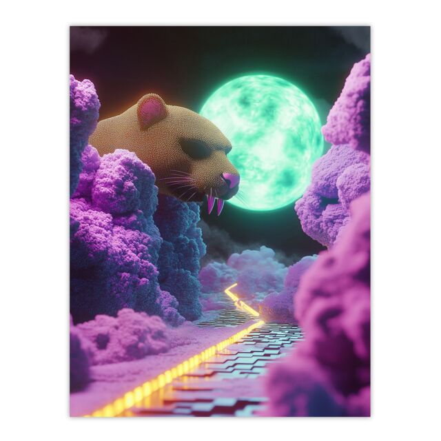 "Artery8 Sci Fi Fantasy Landscape Large Rat Neon Moon Wall Art Print in ...