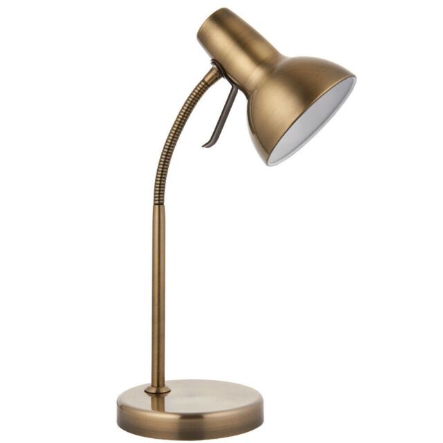 Loops Adjustable Neck Desk Lamp Antique Brass Industrial Metal Shade ...