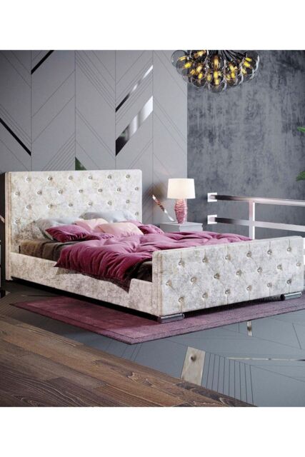 Vida Designs Arabella Double Bed Frame Velvet Fabric 950 x 1450 x 2080 ...