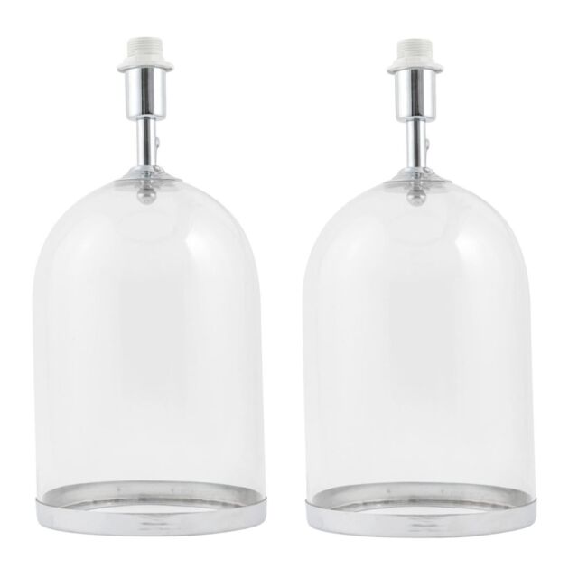Pair of Large Chrome and Glass Cloche Design Table Lamp Bases by ...