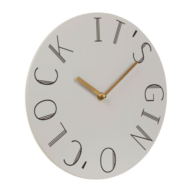 Orsina Decorative Gin Clock With Gold Finish Hands, Round Wall Clock ...