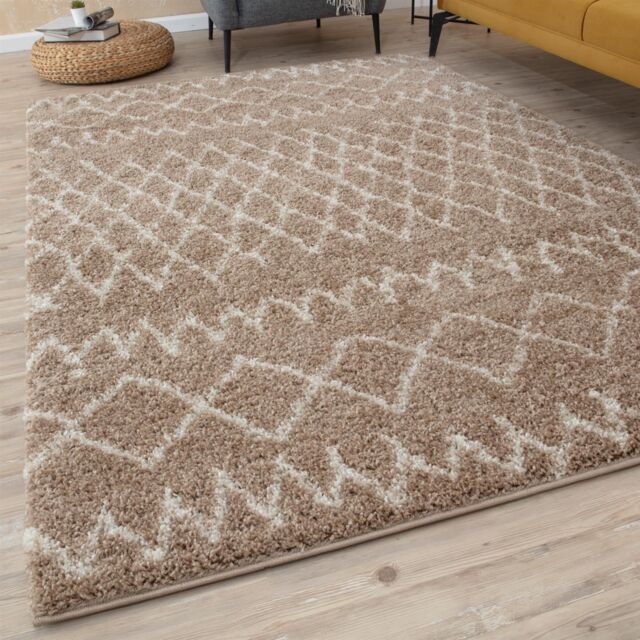 Moroccan Shaggy Beige Living Room Rugs and Runners 920 by Debenhams ...