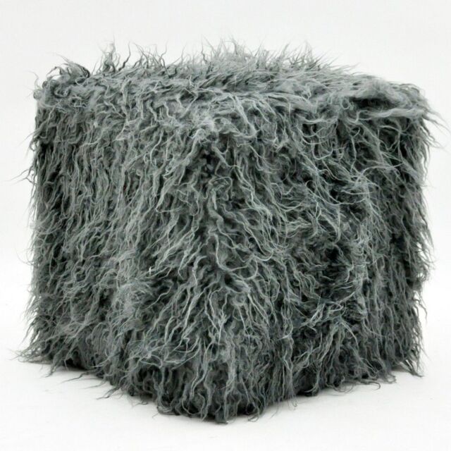 Fluffy Footstool - L38 x W38 x H38 cm - Dark Grey by Debenhams ...