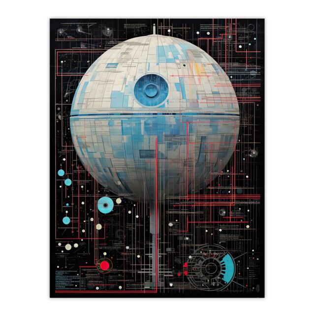 Wall Art Print Dark Side Engineering Death Star Schematic Diagram ...