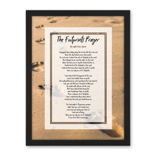 Wall Art Print Jesus Lord Foot Prints In The Sand Poem Inspirational ...