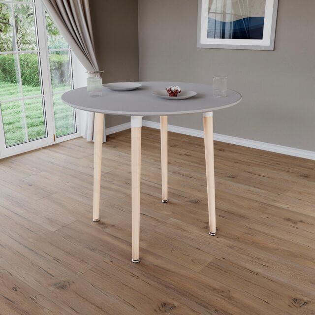 Vida Designs Batley 4 Seater Round Dining Table MDF Solid Beech Wood ...