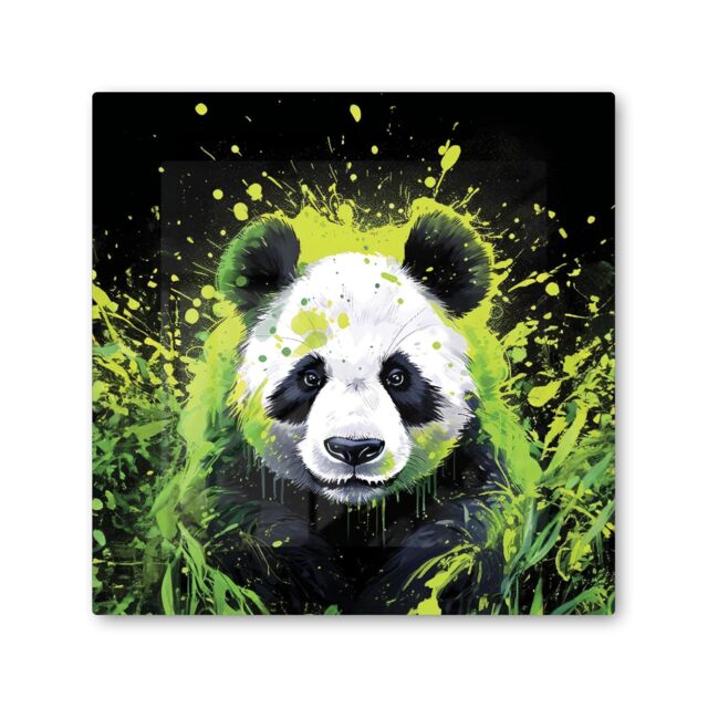 Green Splashart Panda Face HD Metal Print by Debenhams | ufurnish.com