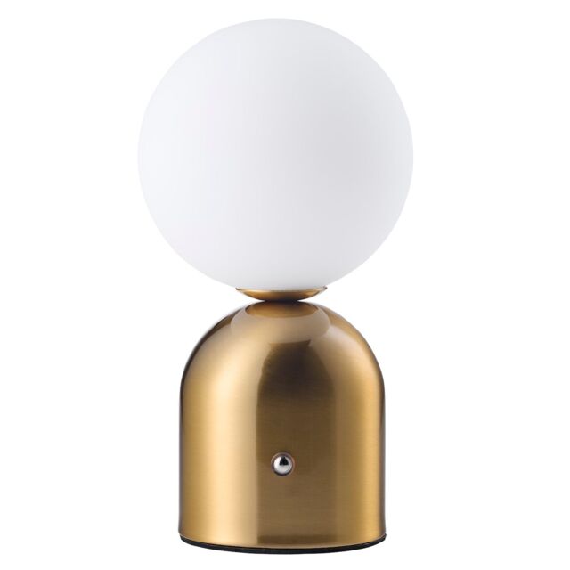 Modern Satin Gold Rechargeable Touch Dimmable Table Lamp with Opal ...