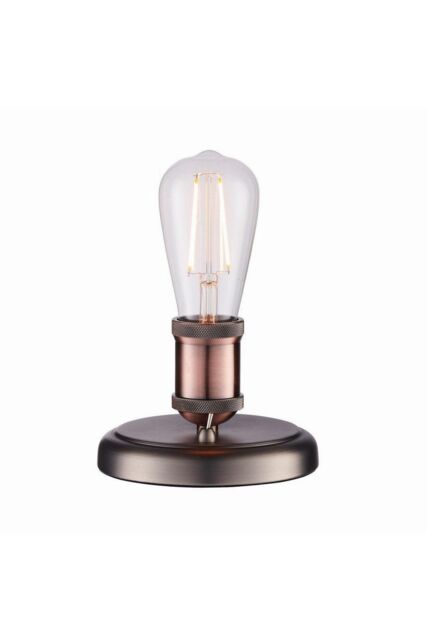 Netlighting Hal 1 Light Table Lamp Aged Pewter Aged Copper Plate E27 in ...