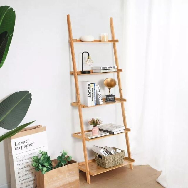 5 Tier Bamboo Leaning Ladder Shelving Unit by Debenhams | ufurnish.com