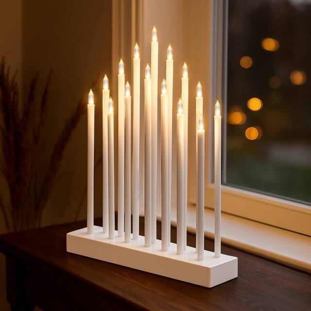 Marco Paul White Christmas Candle Bridge With 17 Pipe Faux Candles by ...