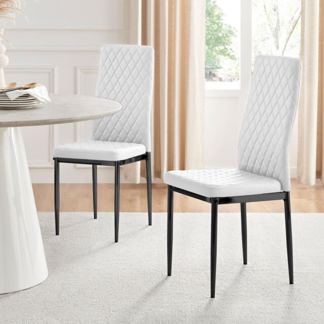 Set of 6 Milan High Back Soft Touch Diamond Pattern Faux Leather Dining ...