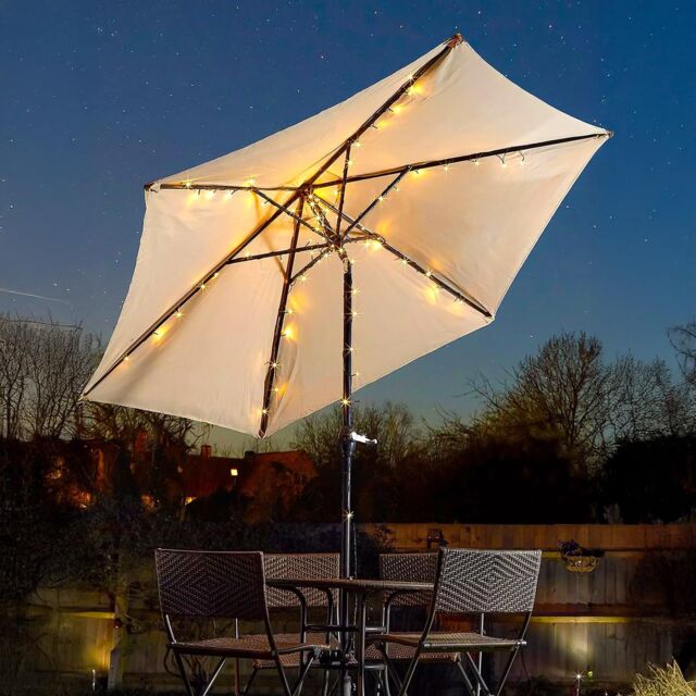 Warm White Solar Powered Garden Parasol String Lights 2m x 1.2m by ...