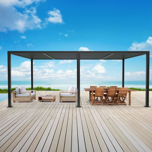 Deluxe Charcoal Veranda with Louvered Shutter Roof 3m x 6m by Debenhams ...