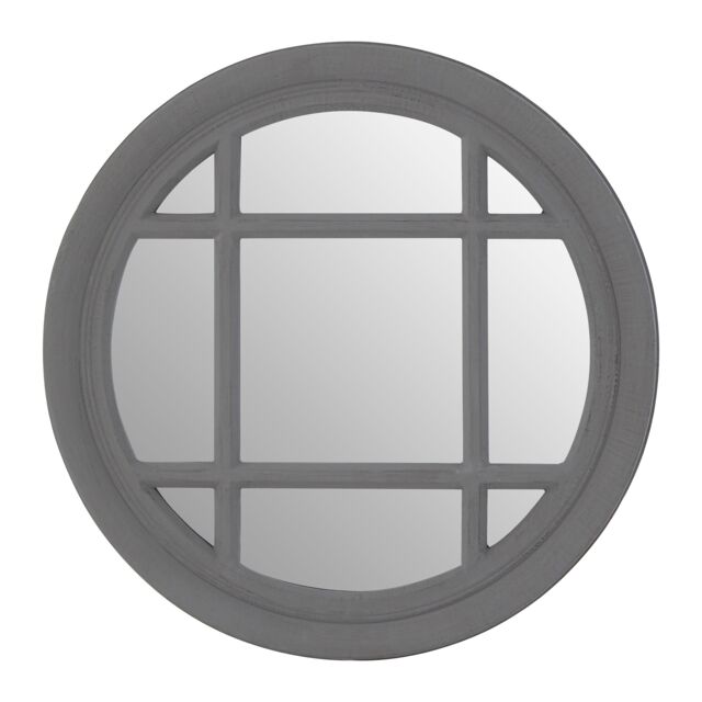 Hawthorne Flat Wood Round Grey Wall Mirror by Debenhams | ufurnish.com