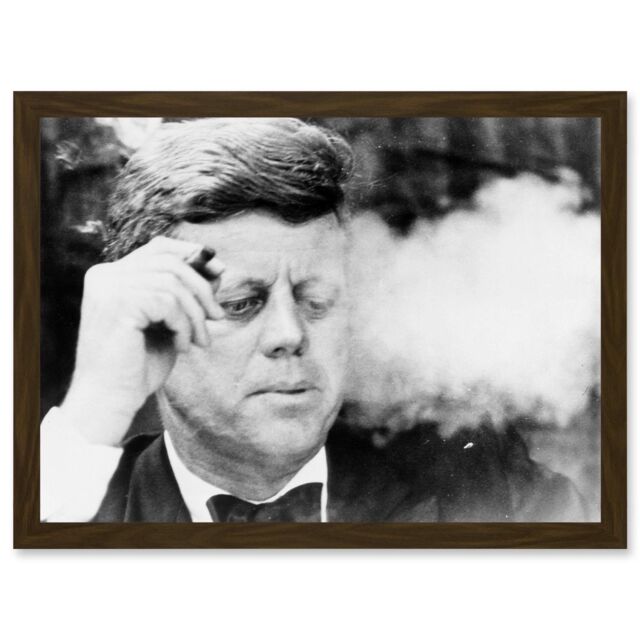 Photo JFK John F Kennedy Smoking Cigar US President Picture A4 Artwork ...